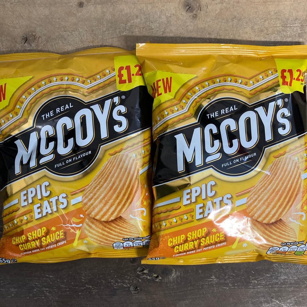 6x Mccoy's Epic Eat Chip Shop Curry Sauce Crisps Share Bags (6x65g) & Low Price Foods Ltd