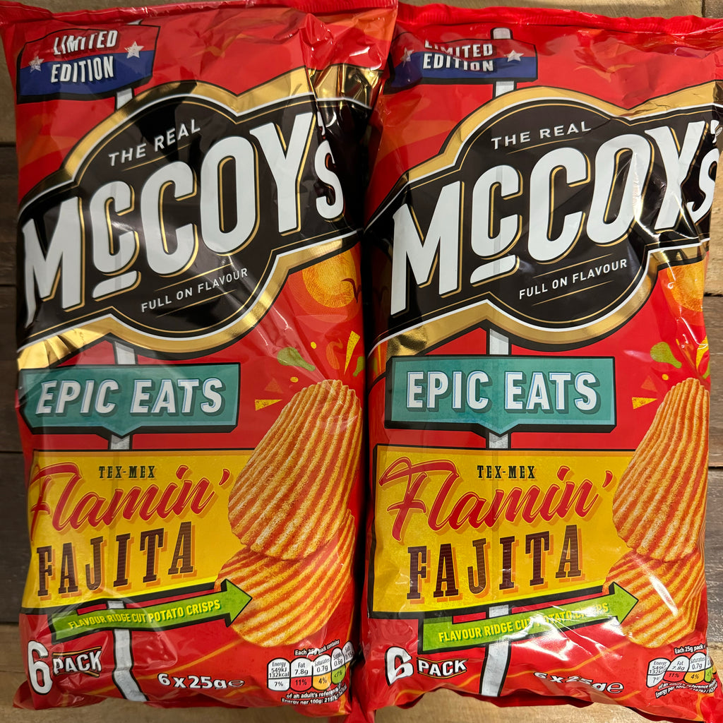 12x McCoy's Epic Eats Tex Mex Flamin' Fajita Crisps Bags (2 Packs of 6 & Low Price Foods Ltd