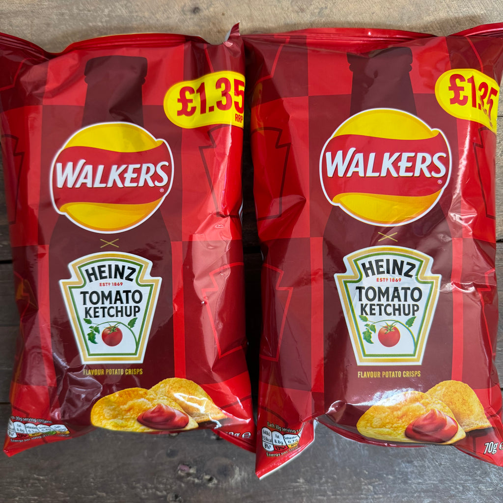 3x Walkers Heinz Tomato Ketchup Crisps Share Bags (3x70g) & Low Price Foods Ltd