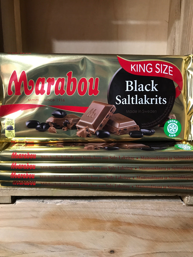 1.1Kg of Marabou King Size Black Saltlakrits Swedish Milk Chocolate (5 & Low Price Foods Ltd