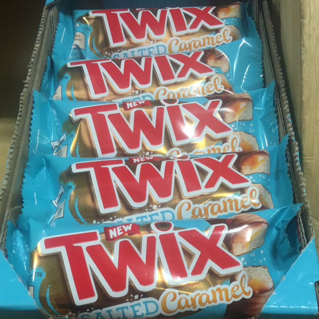 12x Twix Salted Caramel Chocolate Biscuit Twin Bars 12x46g And Low