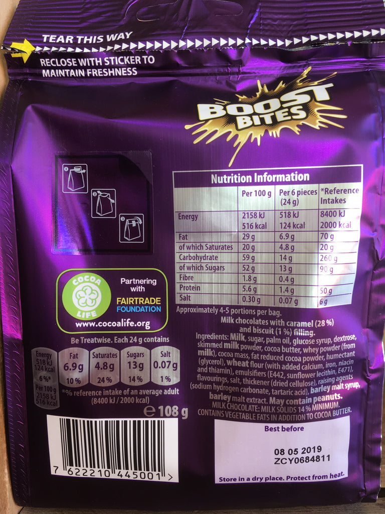 Cadbury Boost Bites 108g & Low Price Foods Ltd Cadbury Boost Bites 108g & Low Price Foods Ltd