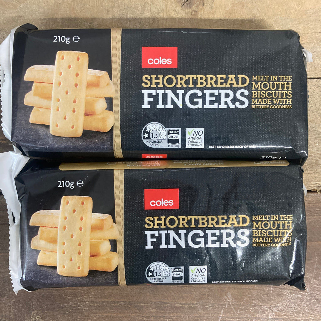 3x Coles Shortbread Fingers Packs (3x210g) & Low Price Foods Ltd