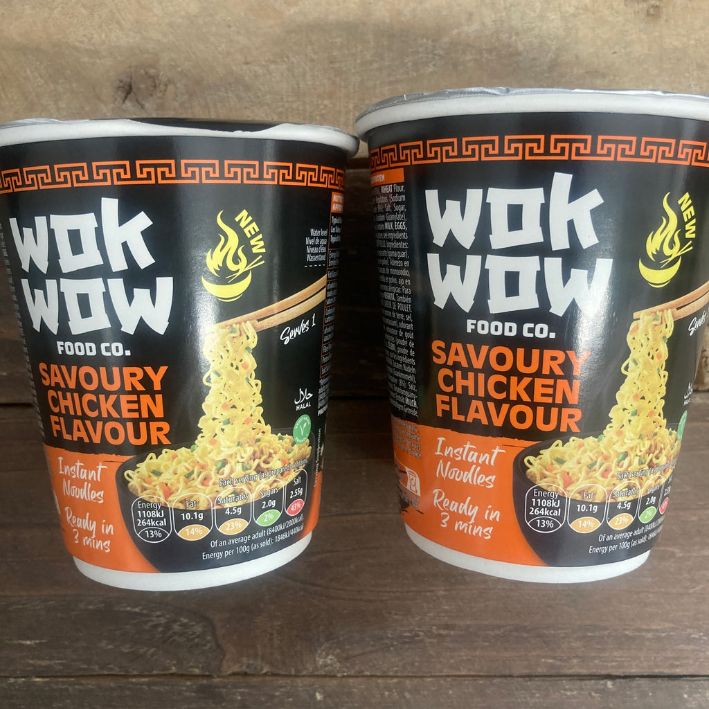 2x Wok Wow Food Co. Savoury Chicken Instant Noodles Pots (2x60g) & Low ...