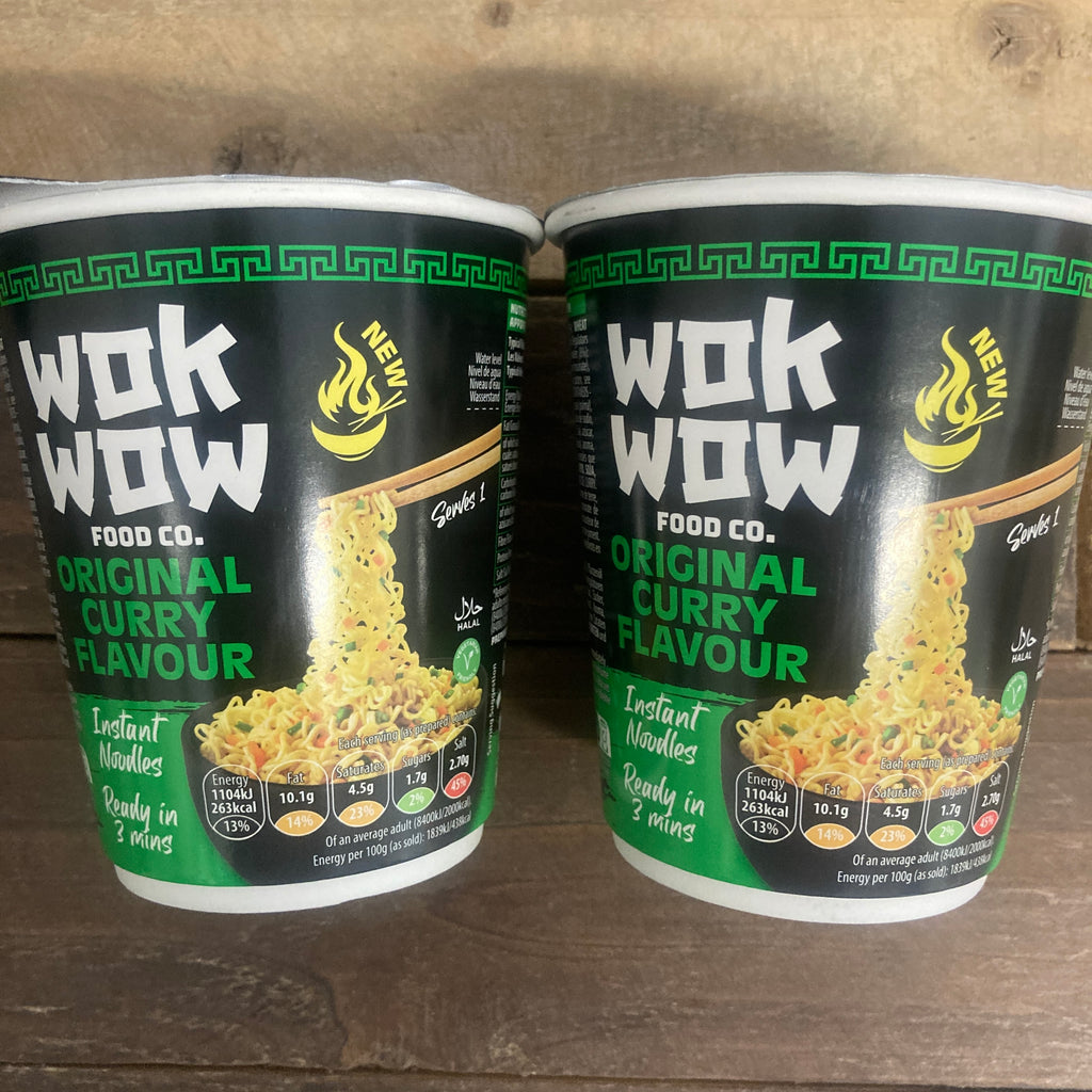 2x Wok Wow Food Co. Original Curry Instant Noodles Pots (2x60g) & Low ...