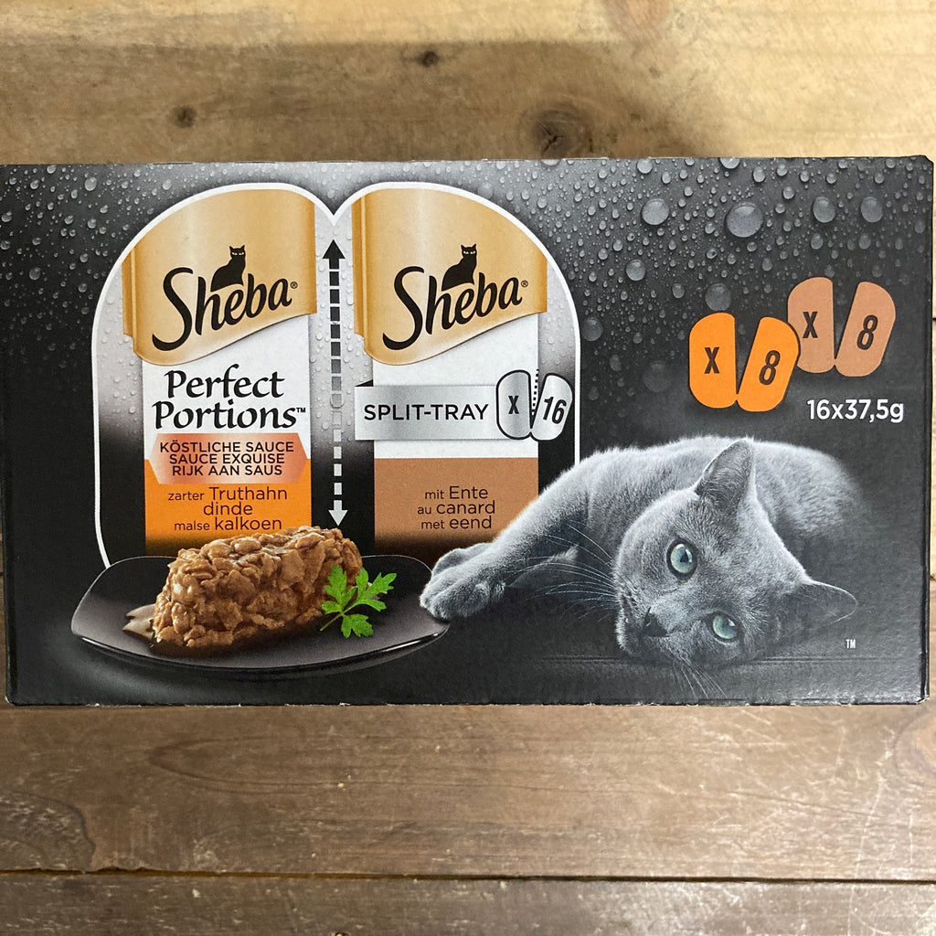 16x Sheba Perfect Portions Turkey & Duck Chunks in Gravy Cat Food Tray ...