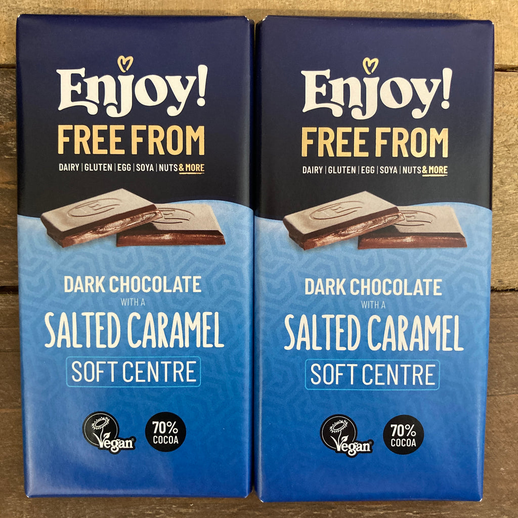 2x Enjoy Dark Chocolate with a Salted Caramel Soft Centre Bars (2x70g ...