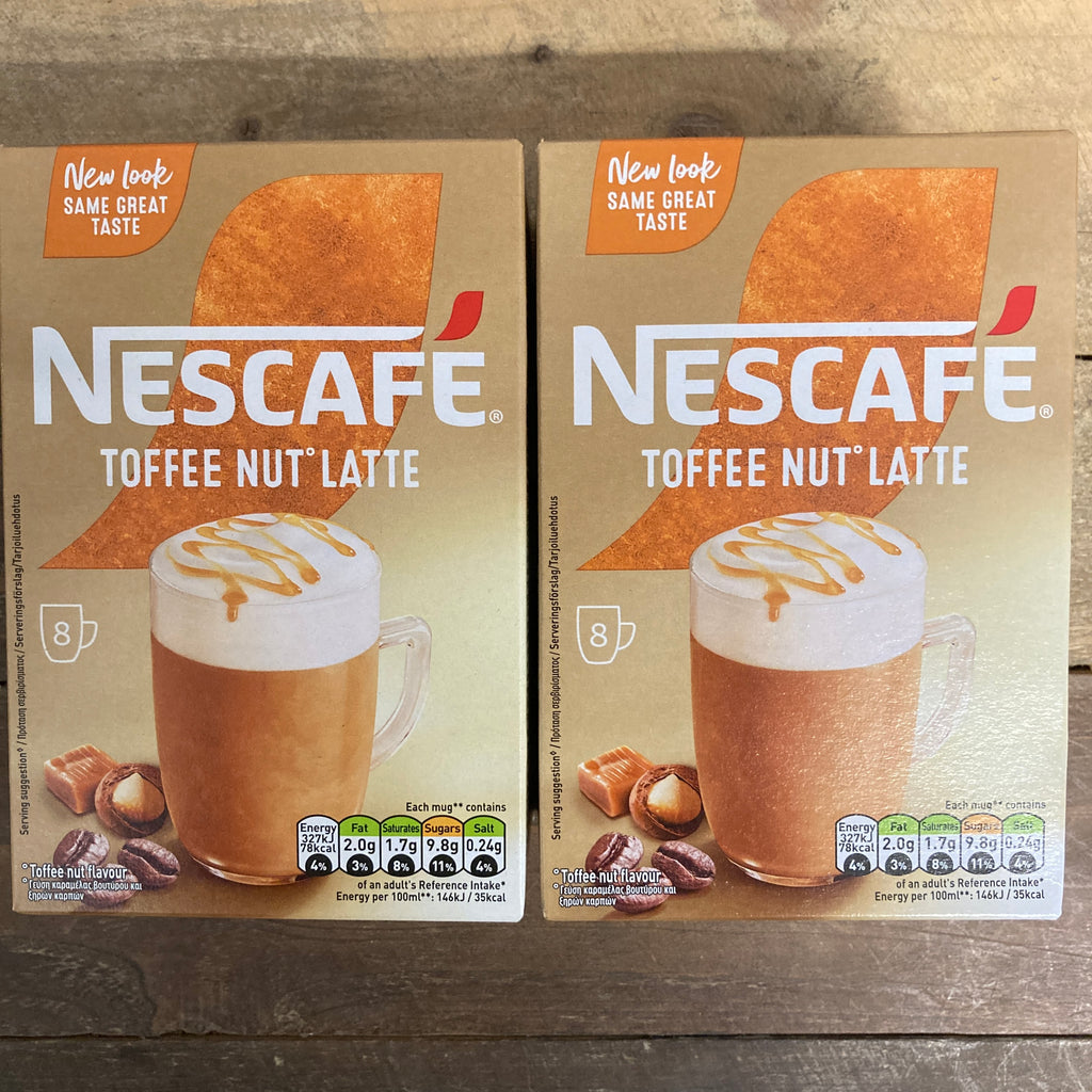 16x Nescafe Toffee Nut Latte Instant Coffee Sachets (2 Boxes of 8x18.6 ...