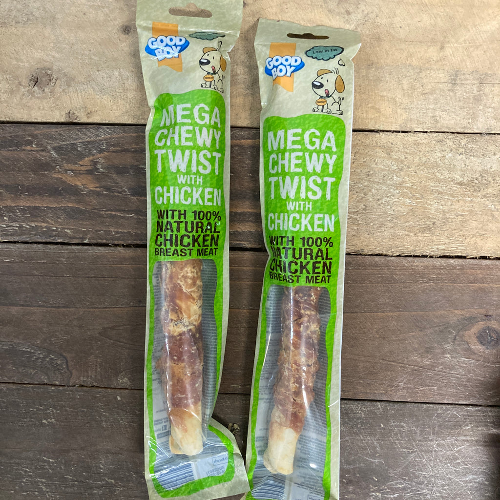 3x Good Boy Mega Chewy Twist with Chicken Dog Treats (3x70g) & Low ...