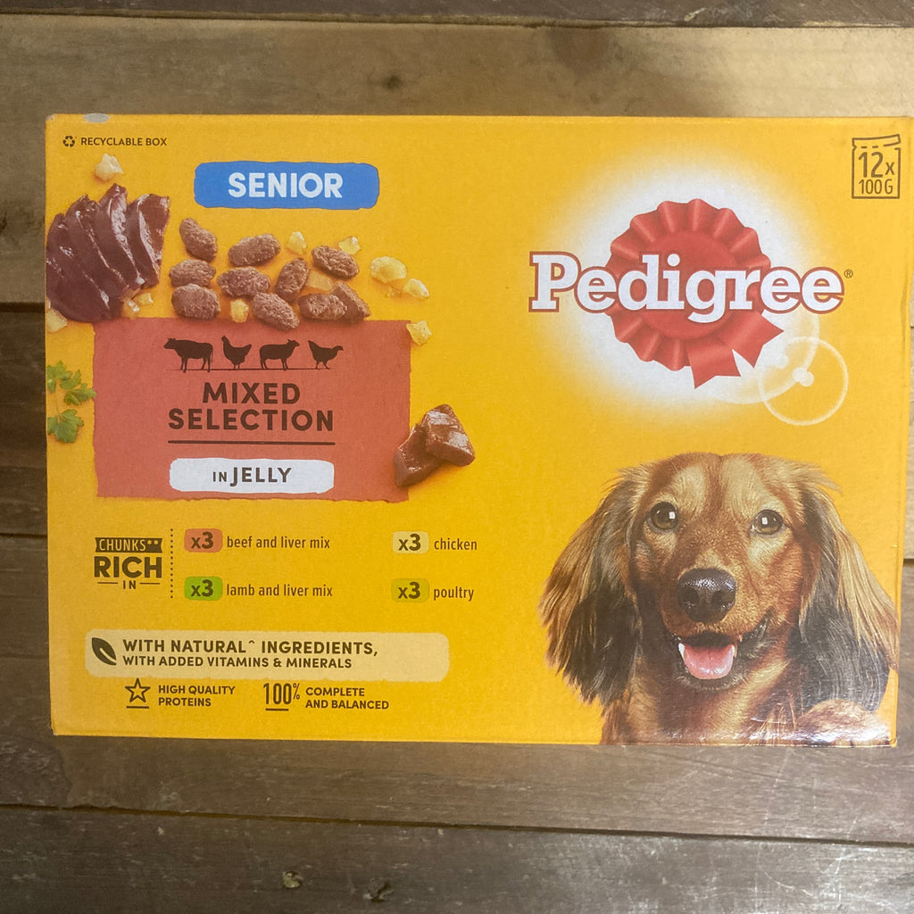 12x Pedigree Senior Dog Food Pouches Mixed in Jelly Pouches (1 Box of ...