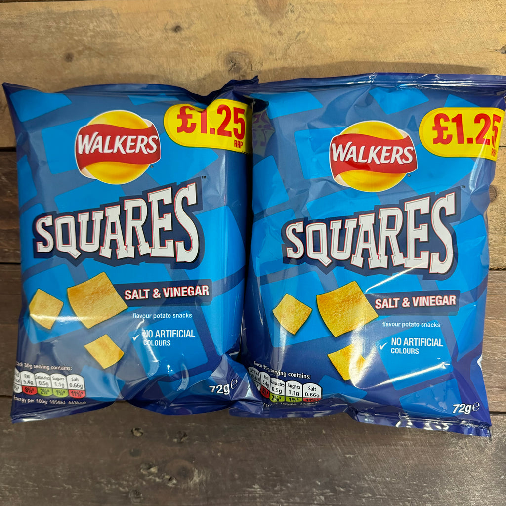6x Walkers Squares Salt & Vinegar Share Bags (6x72g) & Low Price Foods Ltd