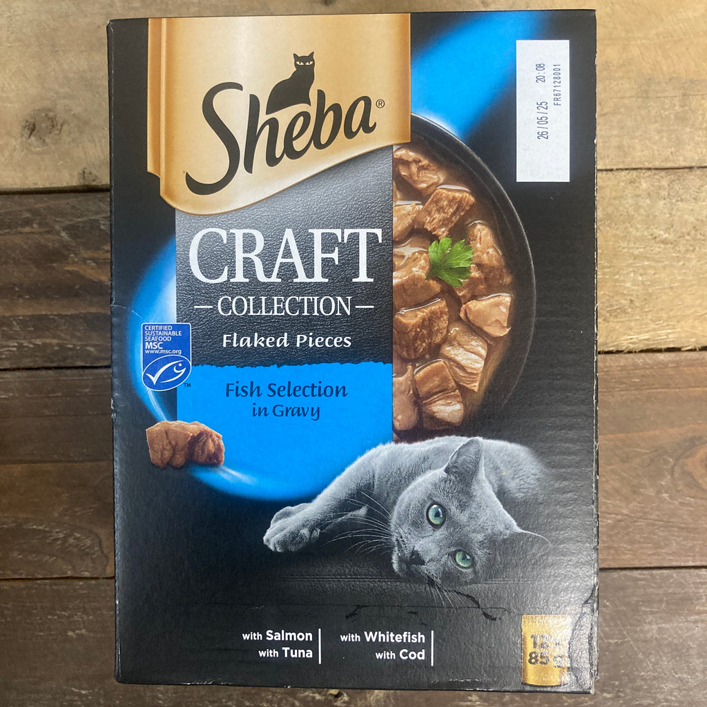 12x Sheba Craft Cat Food Fish Selection in Gravy Pouches (1 box of 12x ...