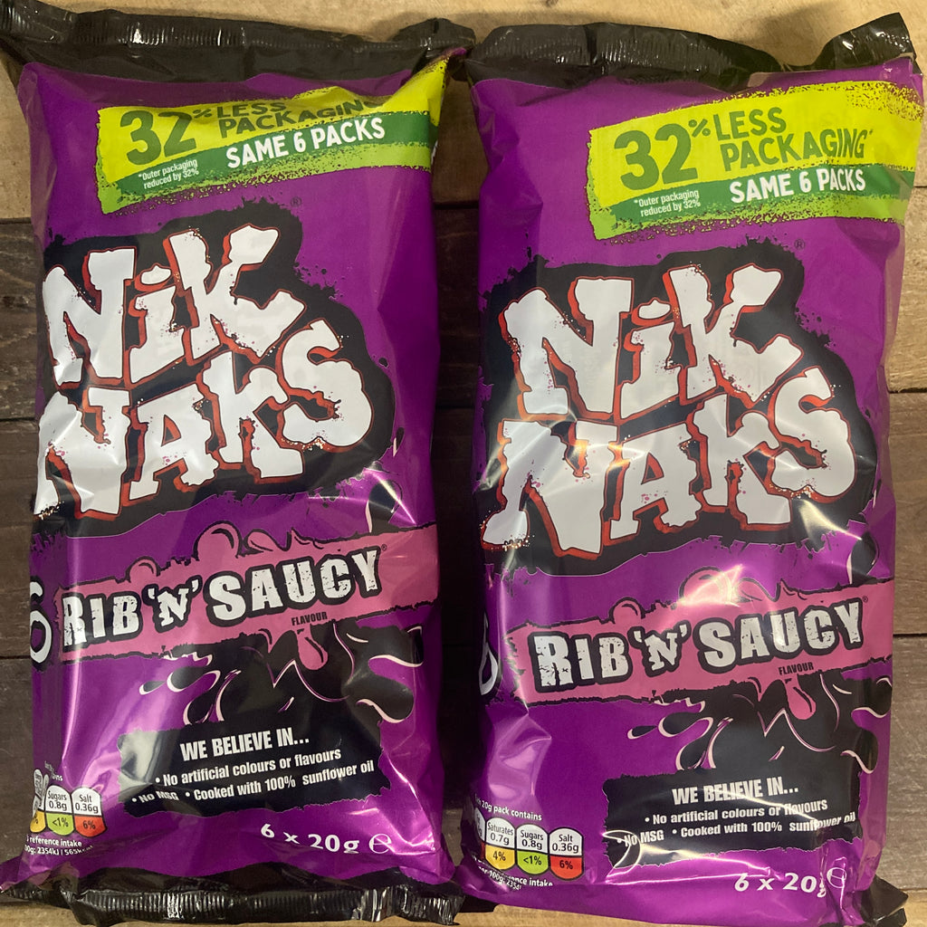 12x Nik Naks Rib & Saucy Corn Snacks (2 Packs of 6x20g) & Low Price ...