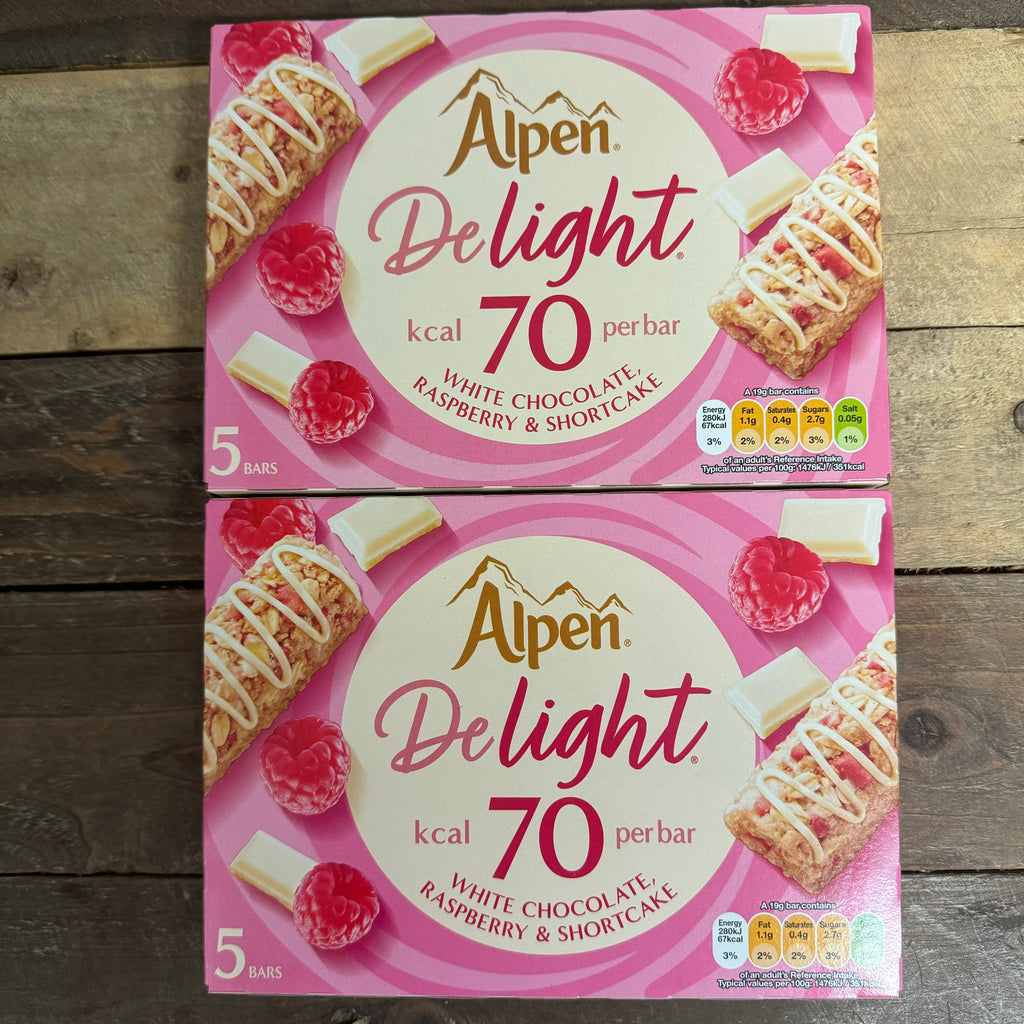 15x Alpen Delight White Chocolate Raspberry & Shortcakes (3 Packs of 5 ...