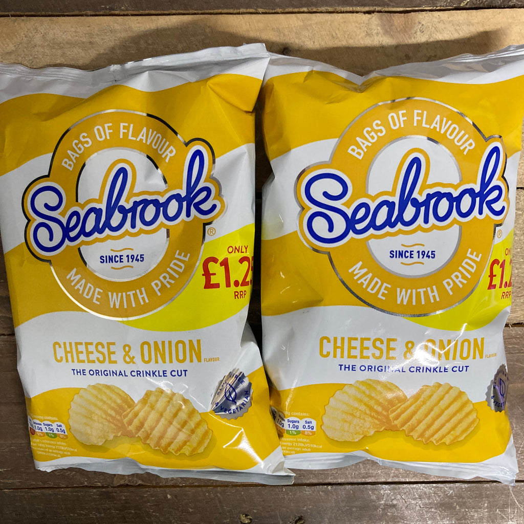 4x Seabrook Crinkle Cut Cheese & Onion Crisps Share Bags (4x70g) & Low ...