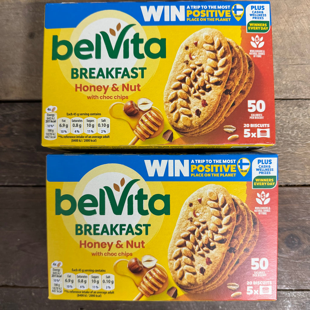 40x Belvita Breakfast Honey & Nut Choc Chip Biscuits (2 Boxes of 5x4 ...