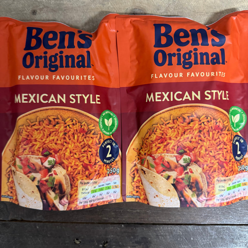 2x Ben's Original Mexican Style Microwave Rice Bags (2x250g) & Low ...