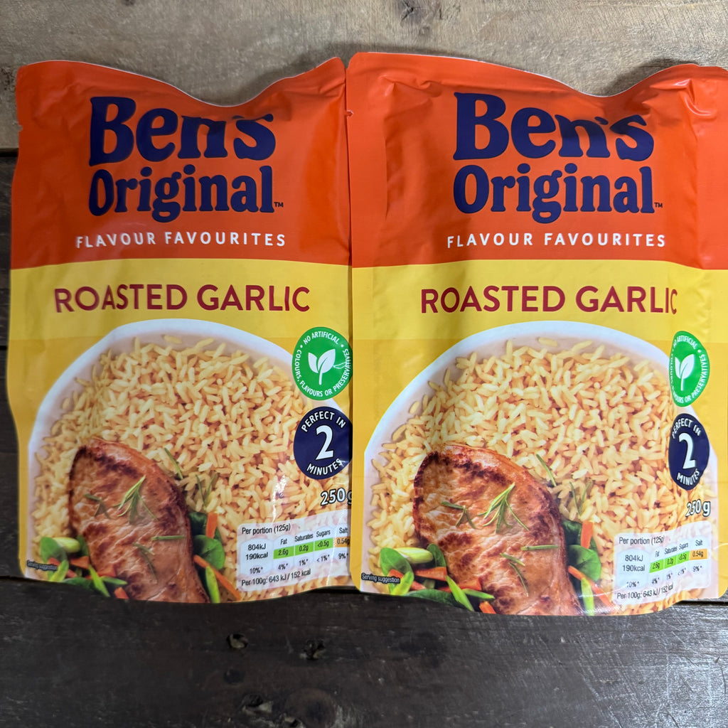 2x Ben's Original Roasted Garlic Microwave Rice Bags (2x250g) & Low ...