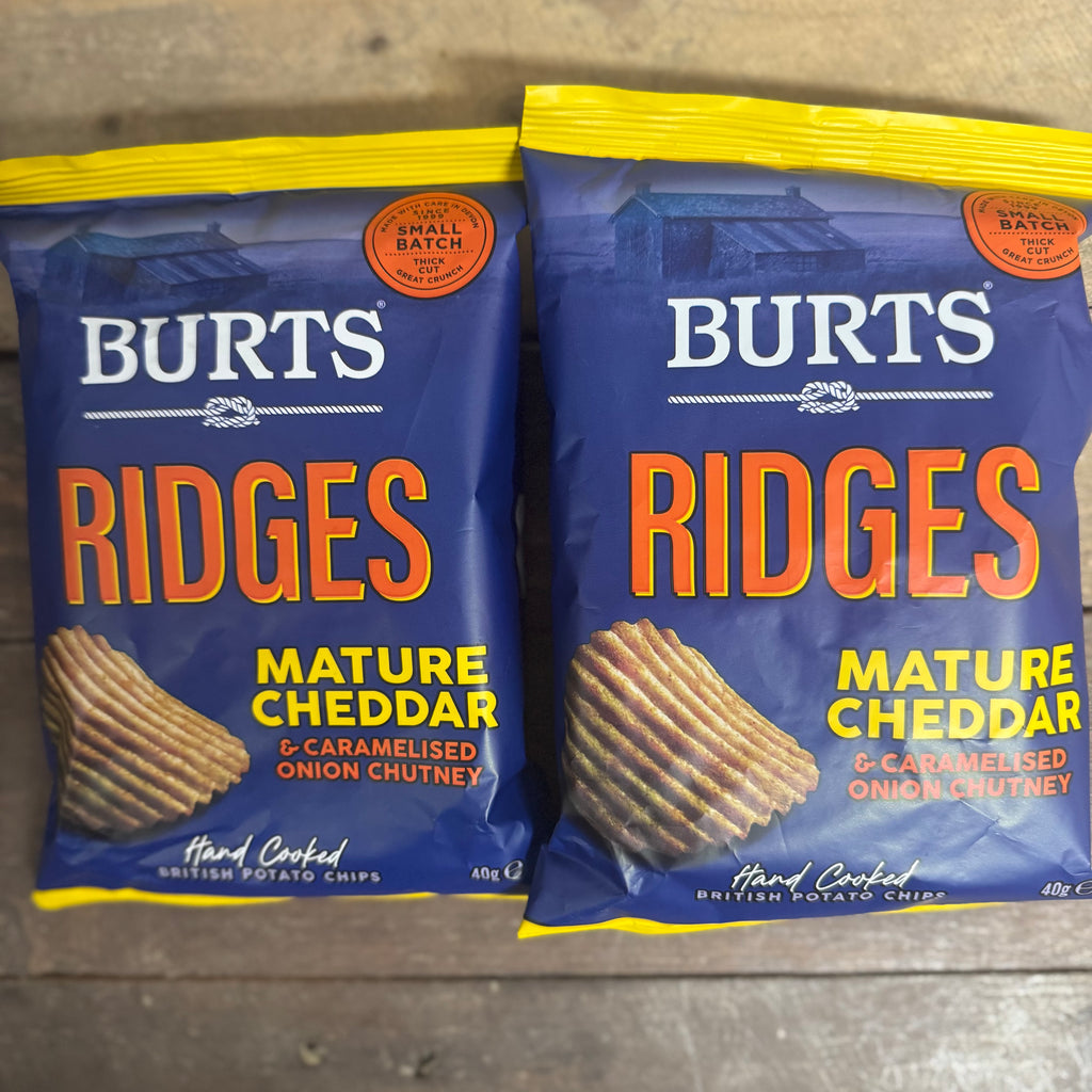 6x Burts Ridges Mature Cheddar & Caramelised Onion Chutney Crisps Bags ...