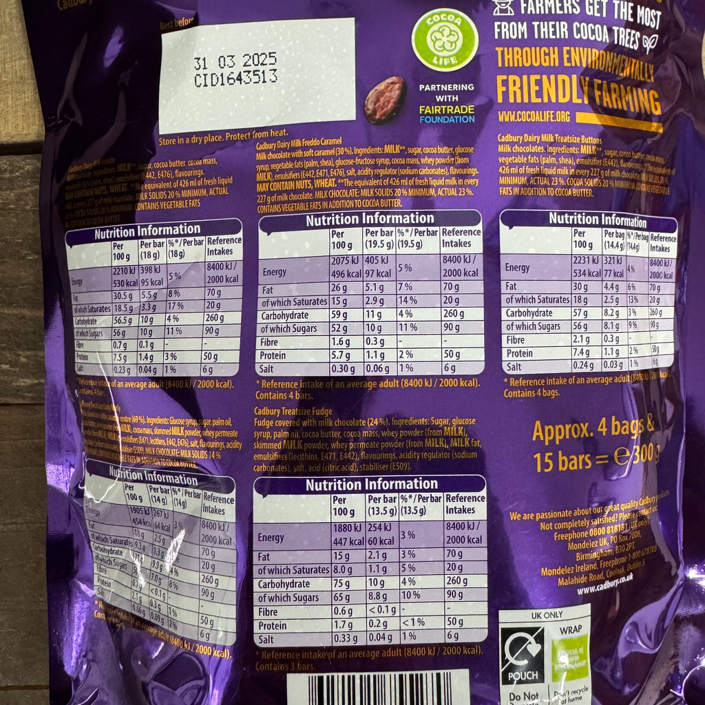 300g Cadbury Dairy Milk Freddo & Friends Chocolates (1 Bag of 300g ...