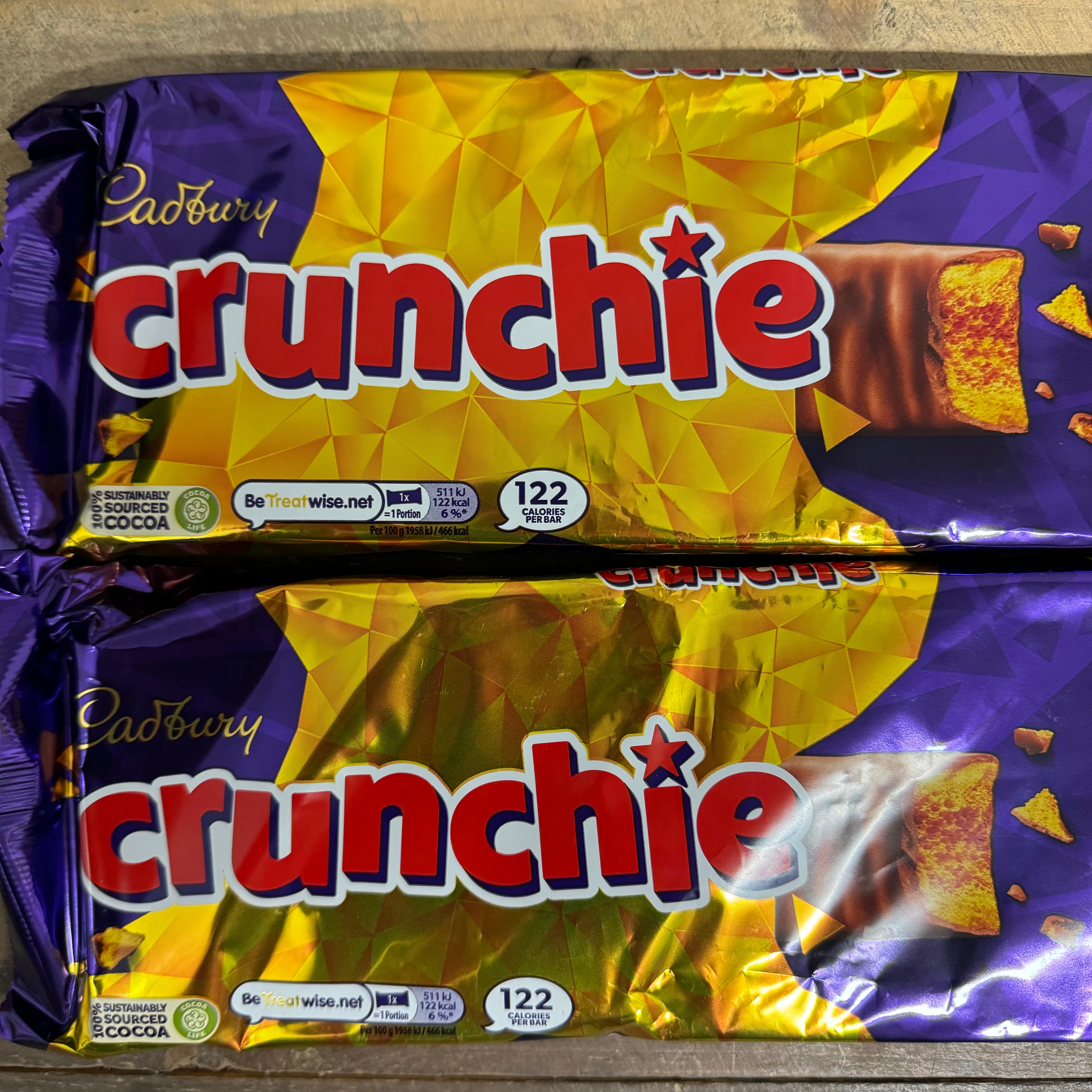 18x Cadbury Crunchie Chocolate Bars 2 Packs of 9x26.1g Low Price Foods Ltd