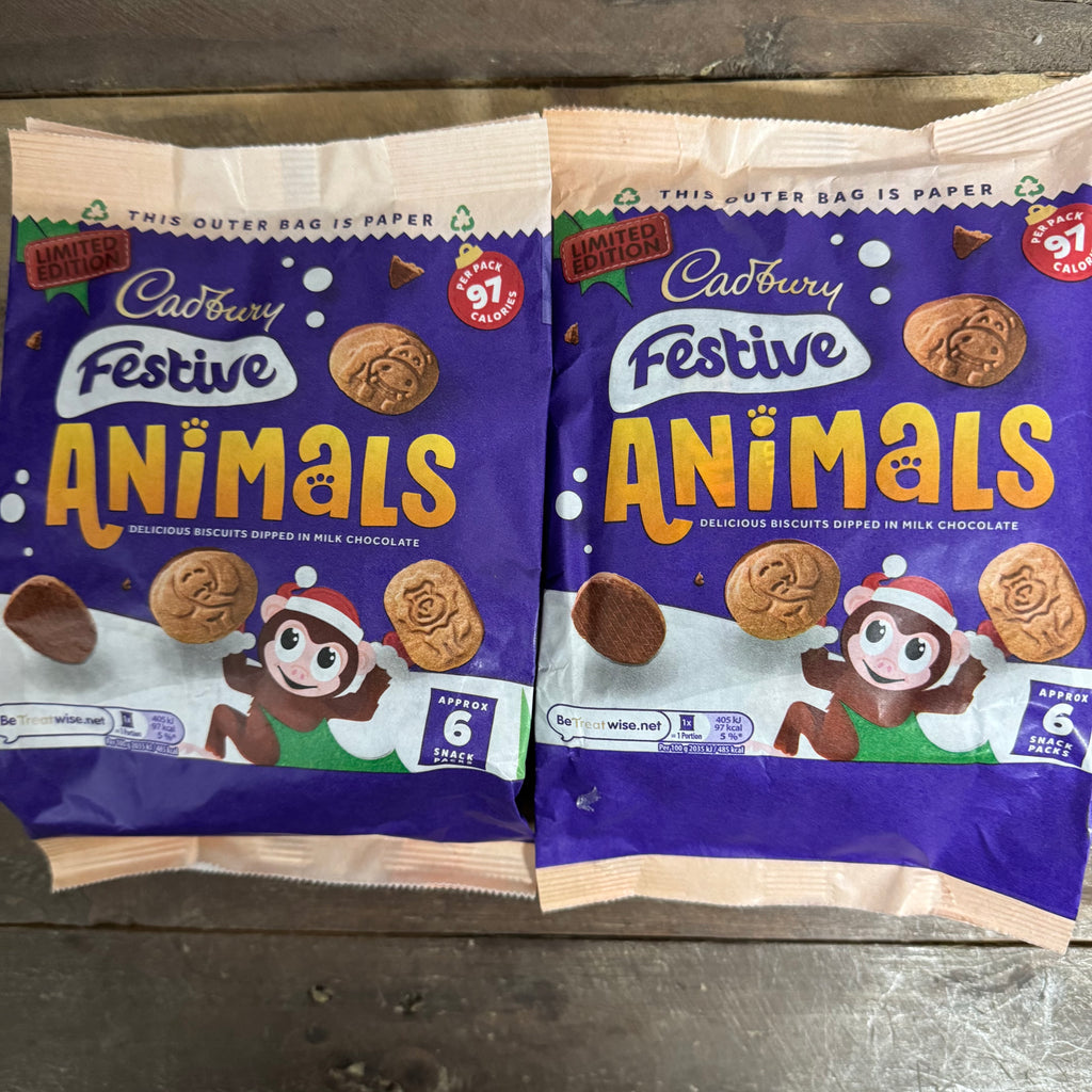 12x Cadbury Festive Animal Biscuits Snack Bags (2 Packs of 6x19.9g Bag ...
