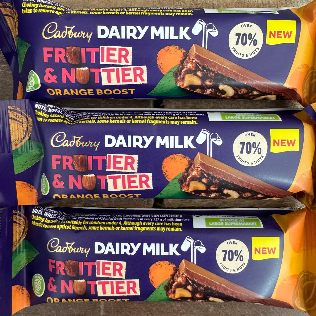12x Cadbury Dairy Milk Fruitier & Nuttier Orange Boost Chocolate Bars ...