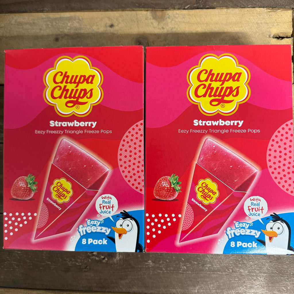 16x Chupa Chups Strawberry Eezy Freezy Triangle Freeze Pops (2 Boxes o ...