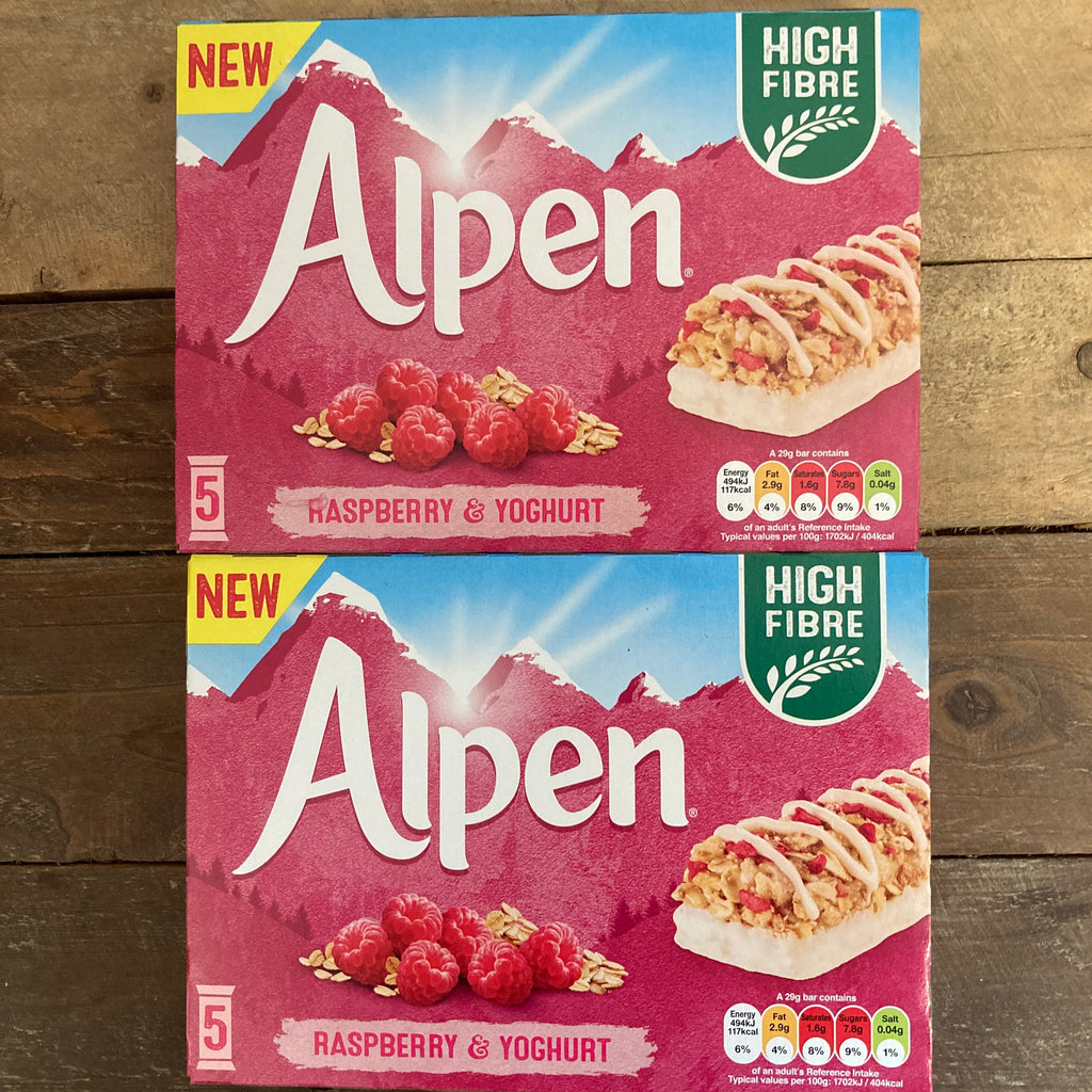15x Alpen Raspberry & Yoghurt Cereal Bars (3 Packs of 5x29g) & Low ...
