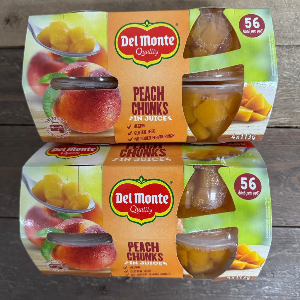 8x Del Monte Peach Chunks In Juice Fruit Pots (2 Packs of 4x113g) & Low ...