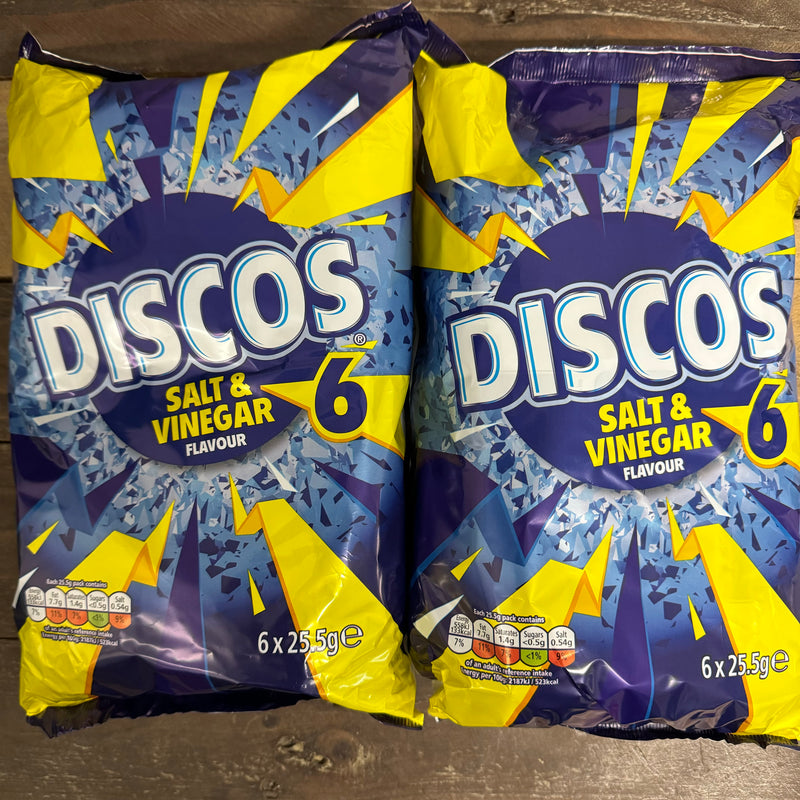 12x Discos Salt & Vinegar Flavour Crisps Bags (2 Packs of 6x25.5g ...