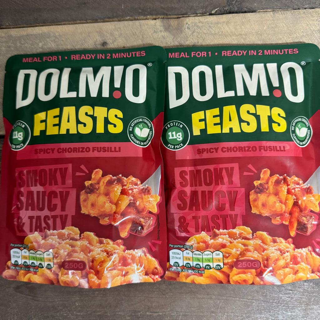 2x Dolmio Feasts Spicy Chorizo Fusilli Pasta Ready Meals (2x250g) & Low ...