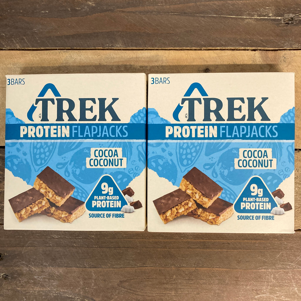 12x Trek Protein Flapjacks Cocoa Coconut Bars (4 Packs of 3x50g) & Low ...
