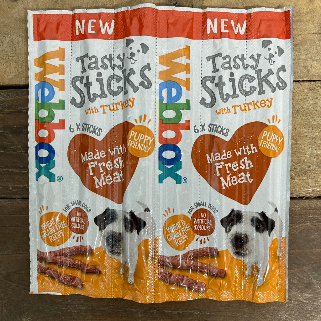 24x Webbox Dog Tasty Sticks with Turkey Small Dog Treats (4 Packs of 6 ...