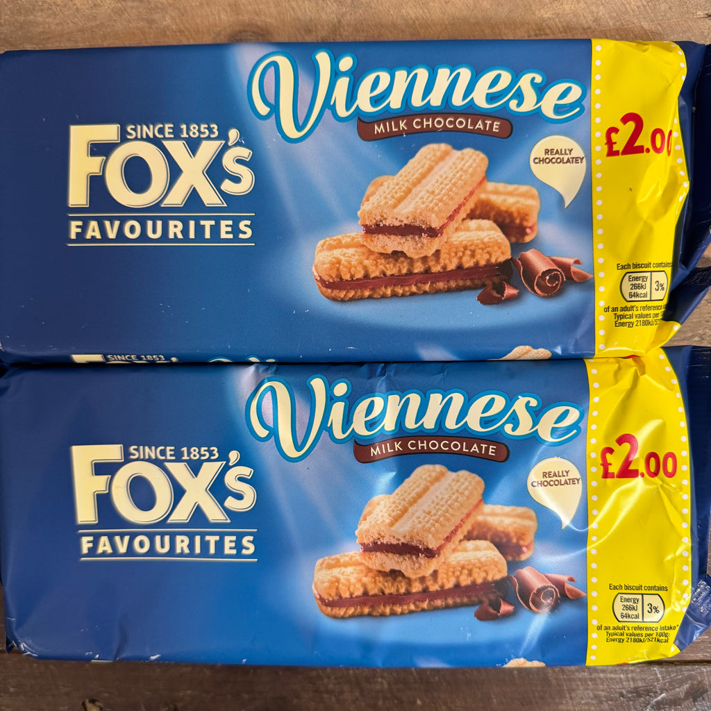 2x Fox's Chocolate Viennese Biscuits Packs (2x120g) & Low Price Foods Ltd
