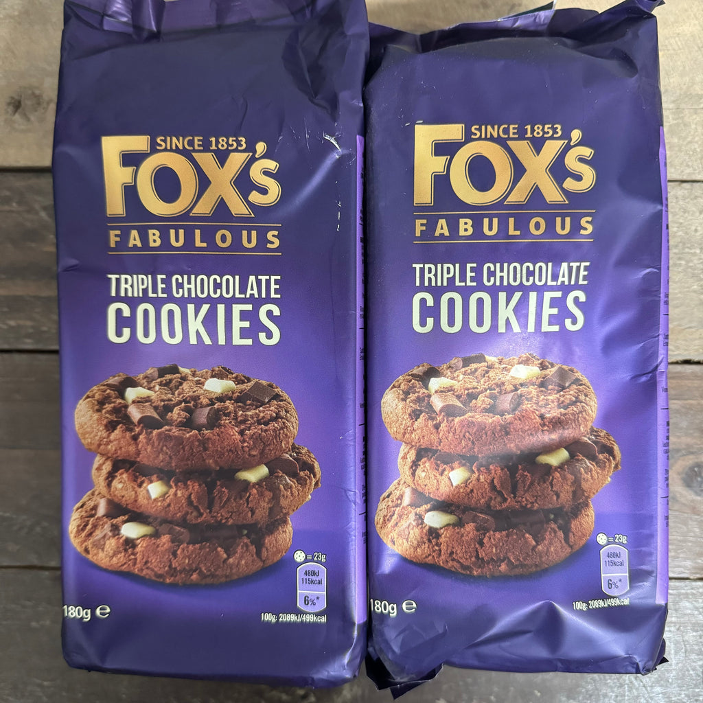 2x Fox's Triple Chocolate Cookies Packs (2x180g) & Low Price Foods Ltd