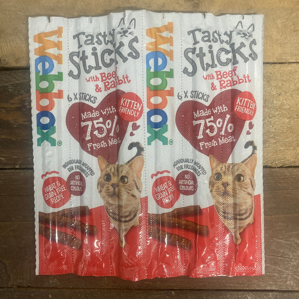 24x Webbox Cats Delight Tasty Sticks With Beef & Rabbit (4 Packs of 6 ...