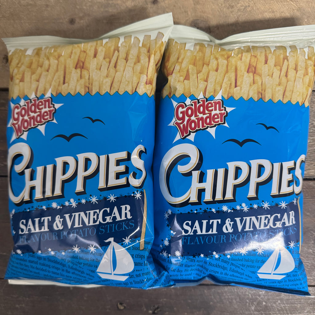 6x Golden Wonder Chippies Salt & Vinegar Potato Sticks Share Bags (6x1 ...