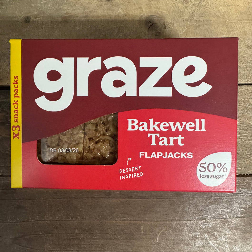 6x Graze Snack Box Bakewell Tart Flapjacks Packs (2 Boxes of 3x50g ...