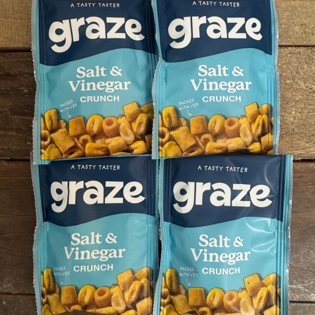 12x Graze Salt & Vinegar Crunch Snacks Bags (12x10g) & Low Price Foods Ltd