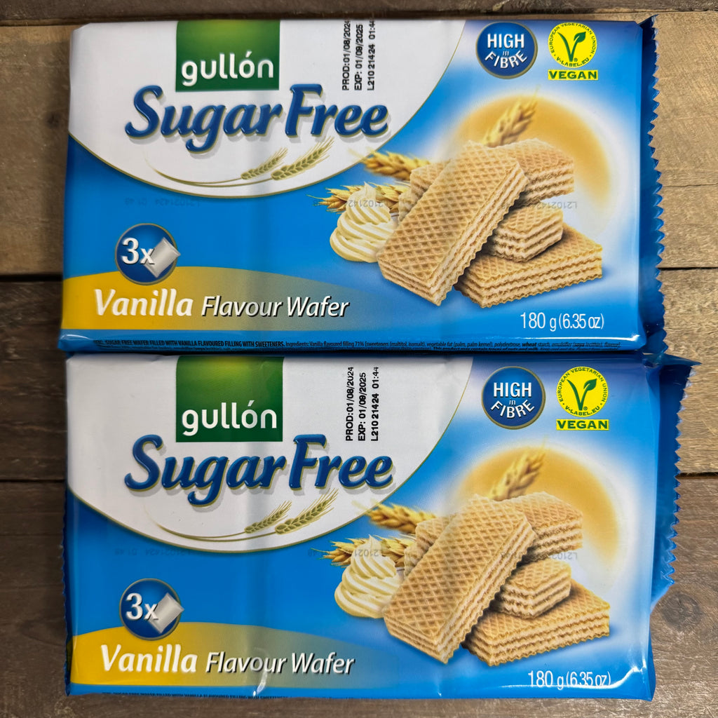 3x Gullon Sugar-Free Vanilla Flavour Wafer Packs (3x180g) & Low Price ...