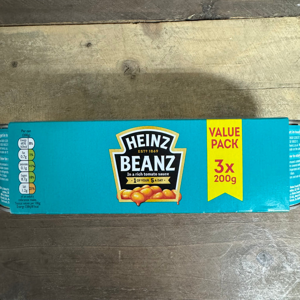3x Heinz Baked Beans In Tomato Sauce Tins (1 Pack of 3x200g) & Low ...
