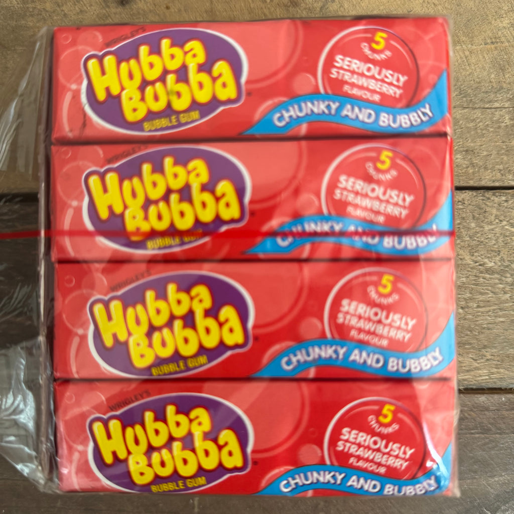 100x Hubba Bubba Seriously Strawberry Chewing Gum Pieces (20 Packs of ...