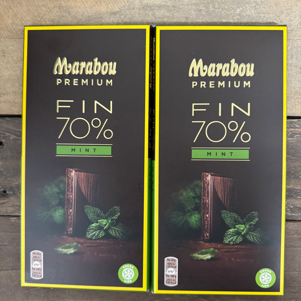 2x Marabou Premium 70% Mint Chocolate Bars (2x100g) & Low Price Foods Ltd