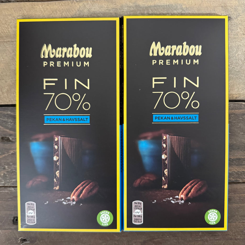 2x Marabou Premium Sea Salt & Pecan 70% (Pekan & Havssalt) Chocolate B ...