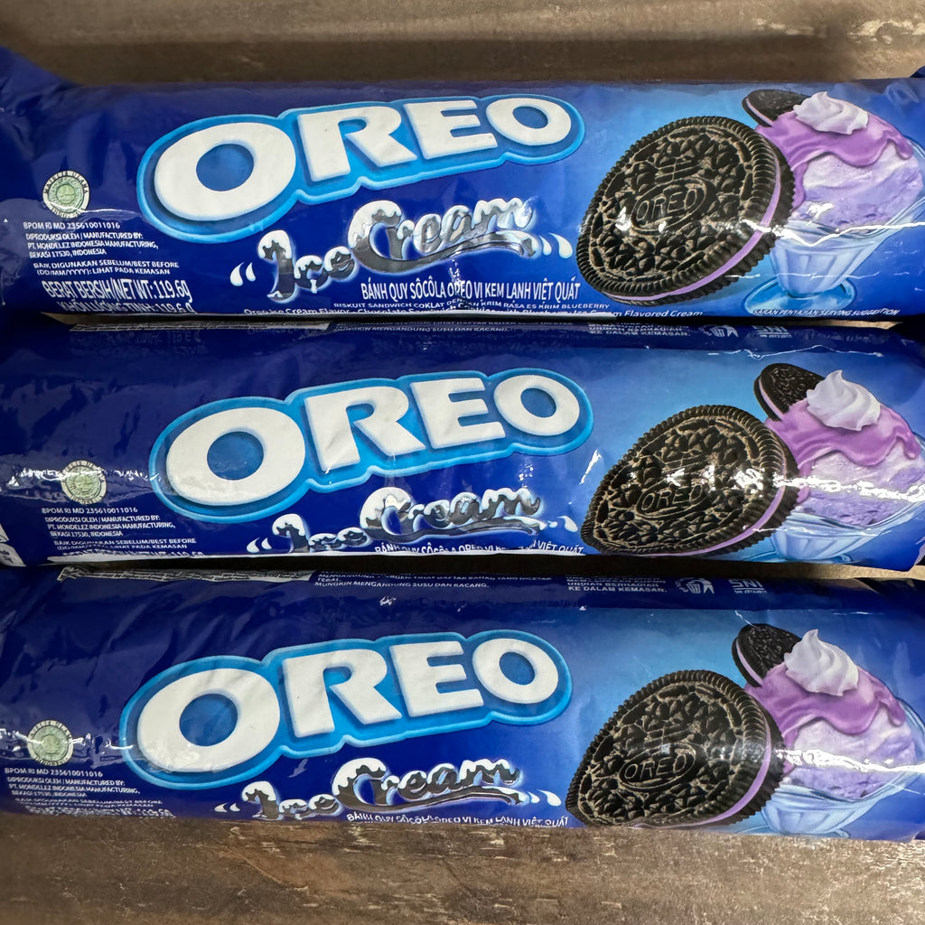 3x Oreo Blueberry Ice Cream Cookies Packs (3x119.6g) & Low Price Foods Ltd