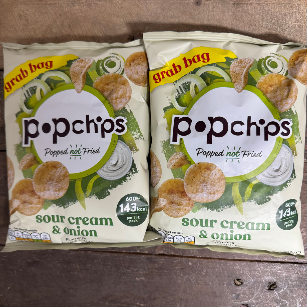 6x Popchips Sour Cream & Onion Crisps Grab Bags (6x33g) & Low Price ...