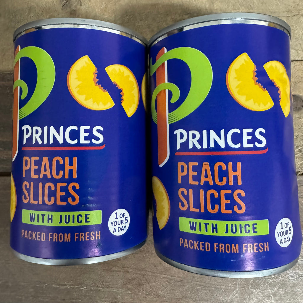 2x Princes Peach Slices with Juice Tins (2x410g) & Low Price Foods Ltd
