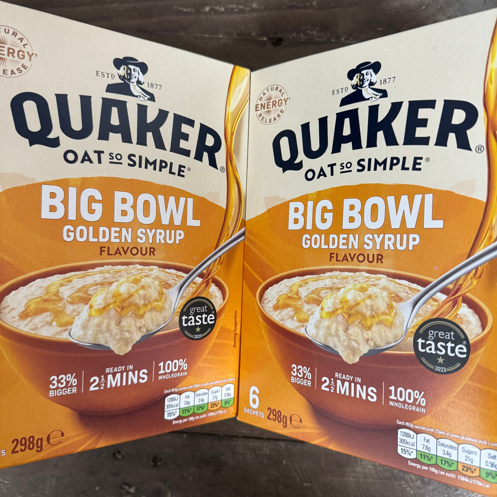 12x Quaker Oat So Simple Big Bowl Golden Syrup Porridge Sachets (2 Box ...