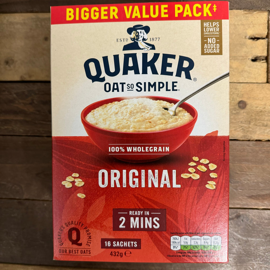 16x Quaker Oat So Simple Original Porridge Sachets (16x27g) & Low Price ...